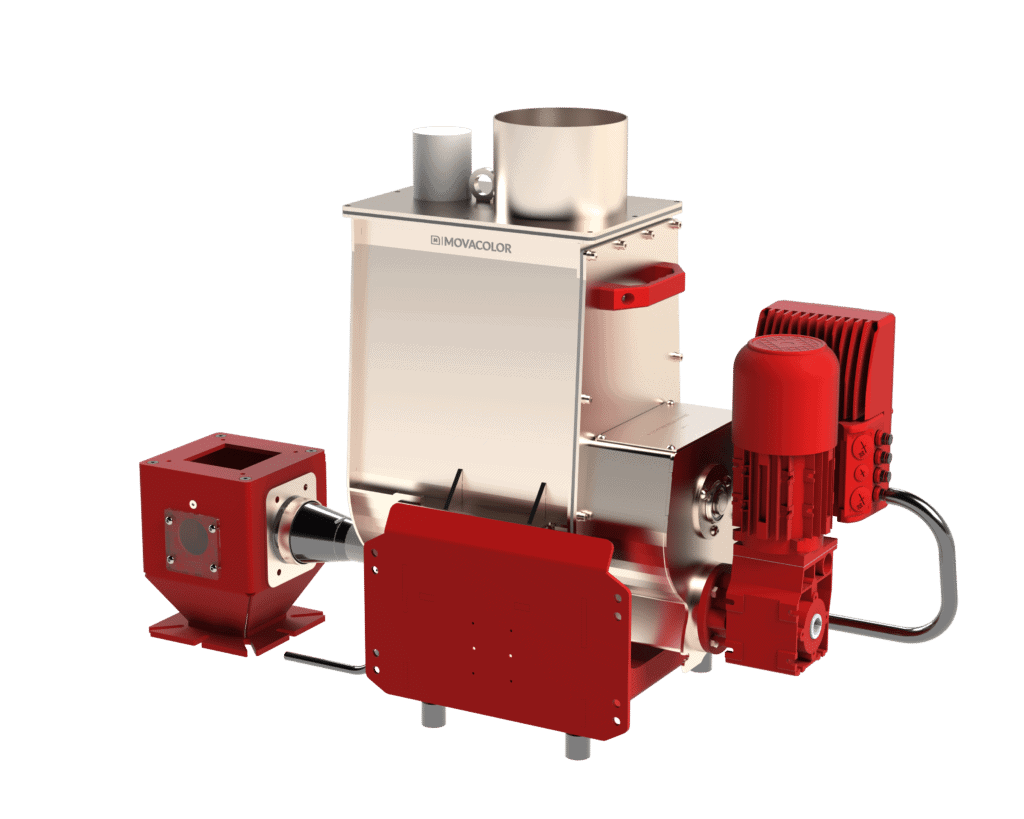 Powder dosing with a gravimetric or volumetric dosing feeder
